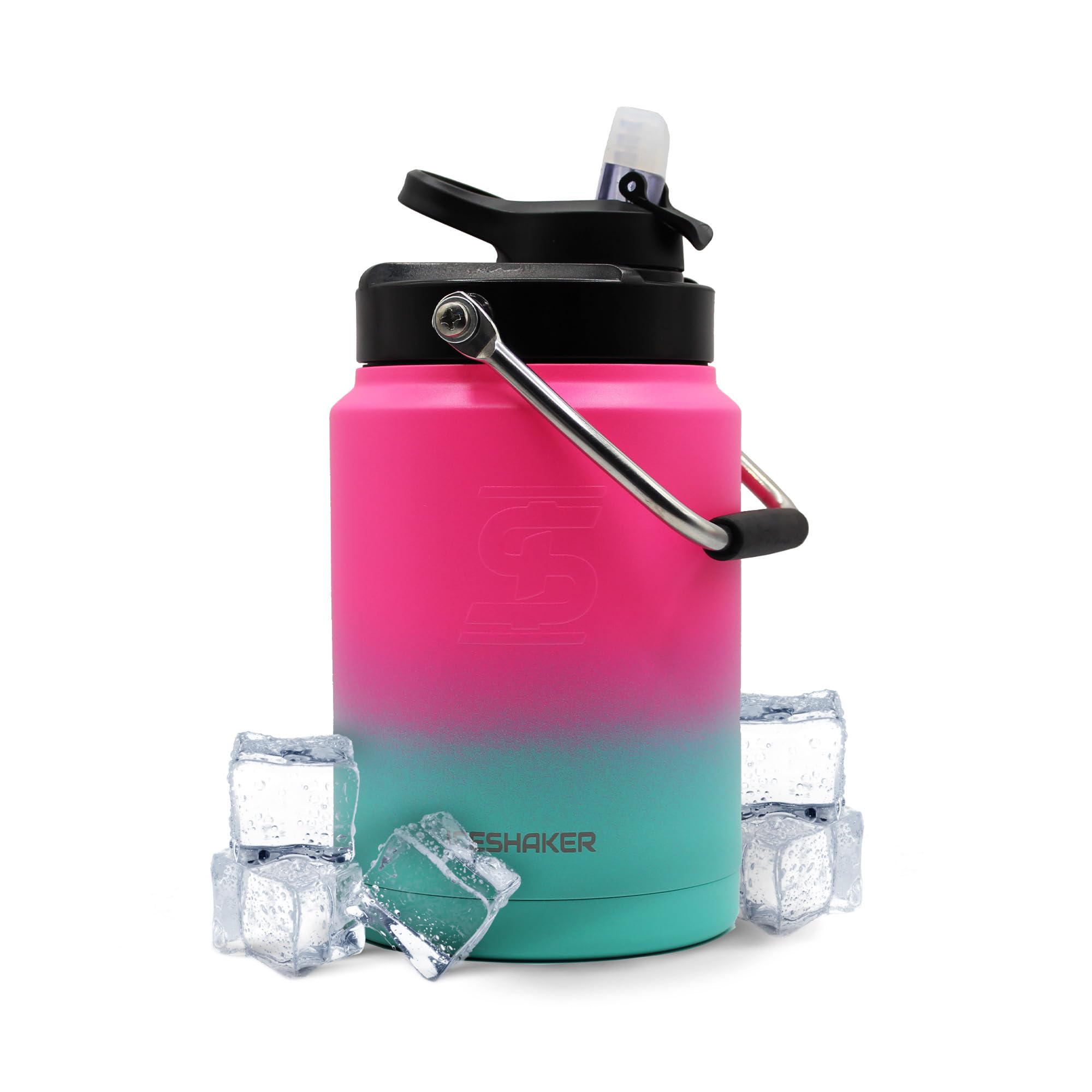 Ice Shaker Insulated Stainless Steel Half Gallon Water Jug | 64 oz ...