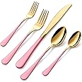 Amazon.com | DINYWOW 20-Pieces Gold and Pink Silverware Sets for 4,Pink ...