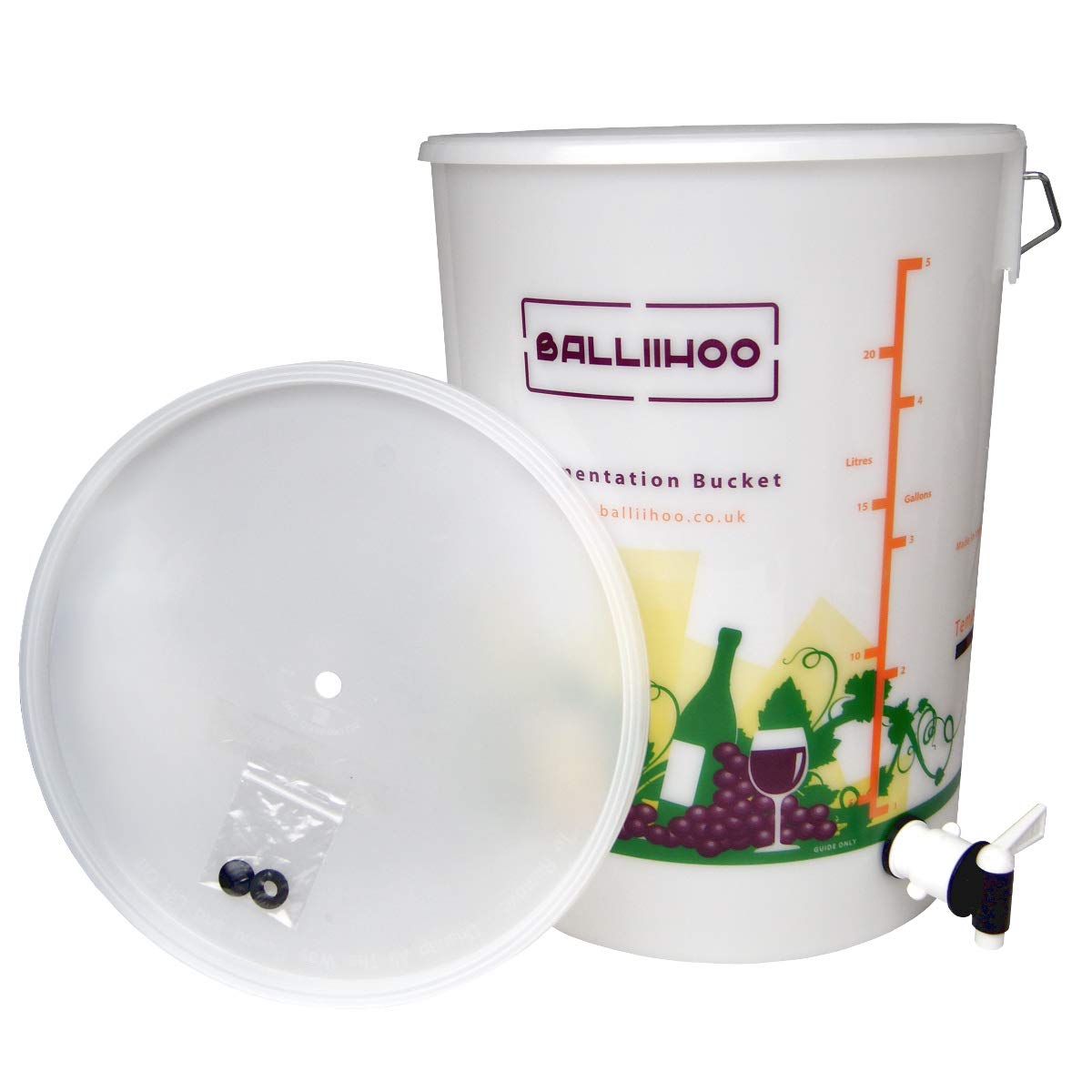 Balliihoo® 5 Gallon / 25 Litre Fermentation Bucket with Lever Tap & LCD ...