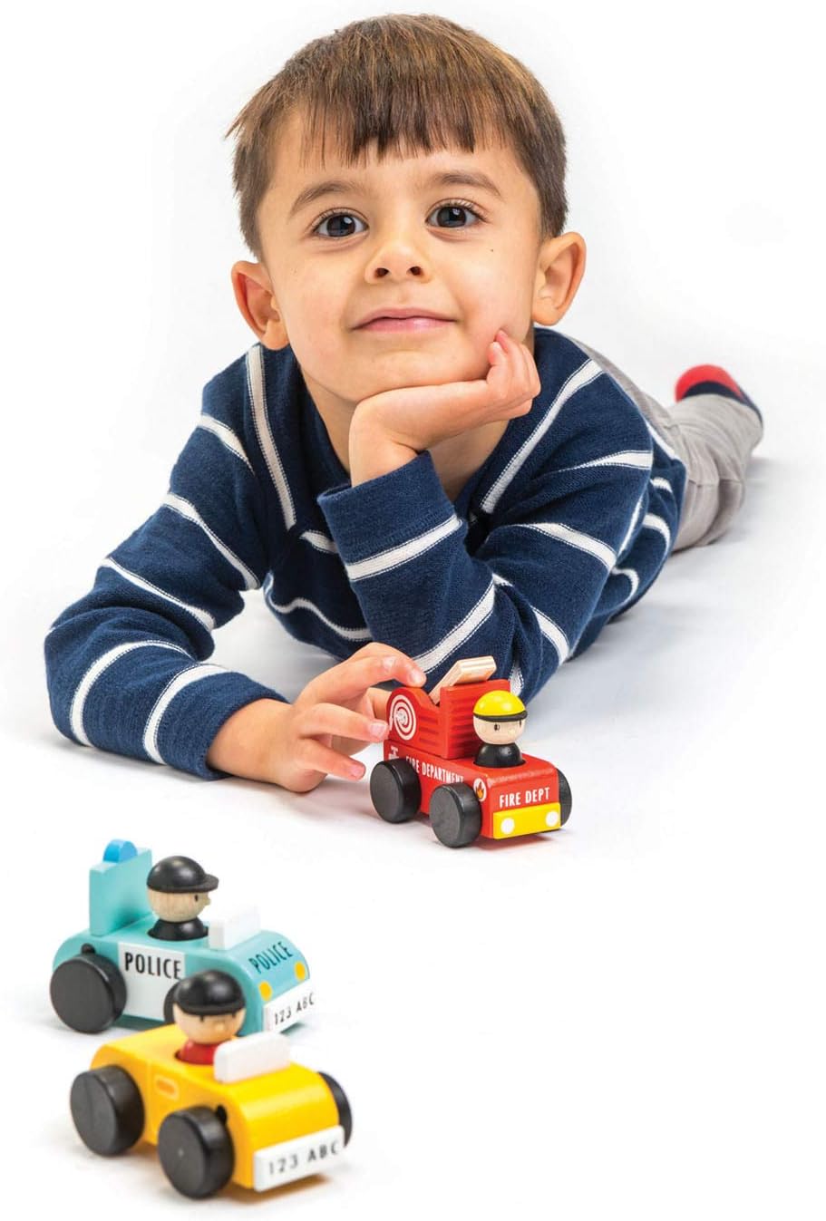 Tender Leaf Toys ABC Cars – Wooden Toy Car Set with Peg People – BigaMart