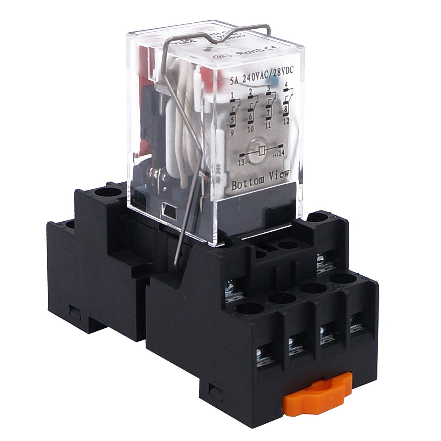 Taiss/HH54P my4nj AC 12V Coil 4PDT 4NO+4NC 14 Pins Electromagnetic Power Relay with Indicator ...