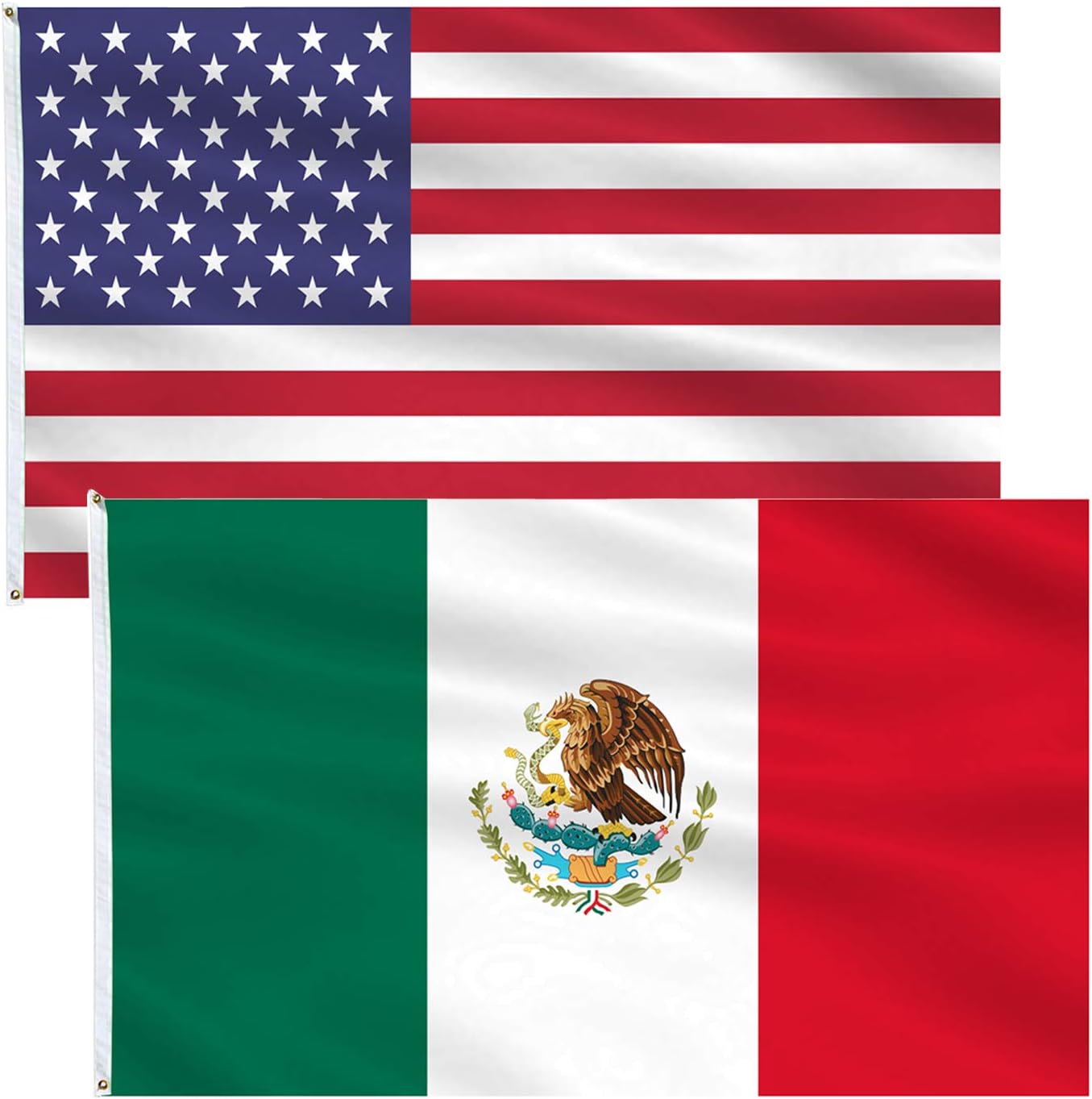 Amazon.com : EKEV 3x5 Ft American US Flag + Mexico Flag - Pack of 2 ...