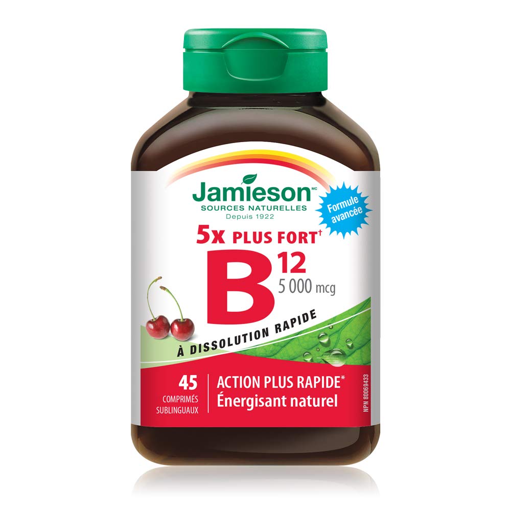 Jamieson Vitamin B12 5,000 mcg, 45 tabs - DailyNutriPlus LLC