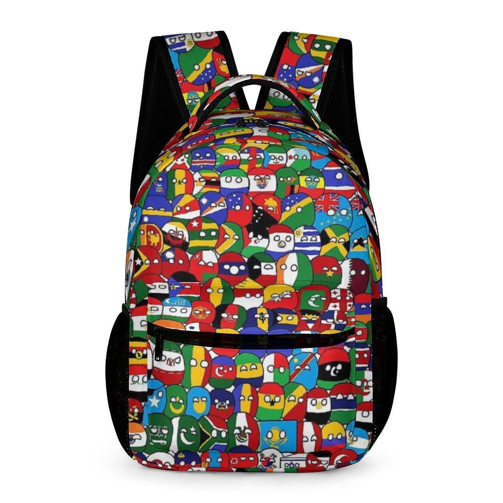 Woidxzxza Polandball Countryball World Map School Bag Large Capacity ...