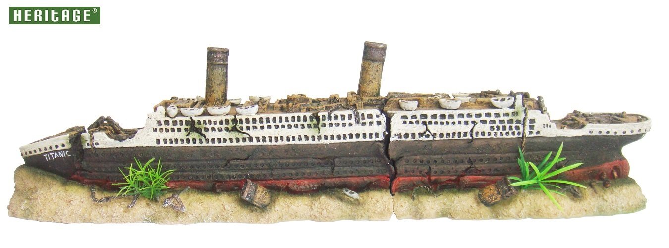 Ornaments WS021S Medium 40cm HERITAGE AQUARIUM FISH TANK TITANIC SHIP ...