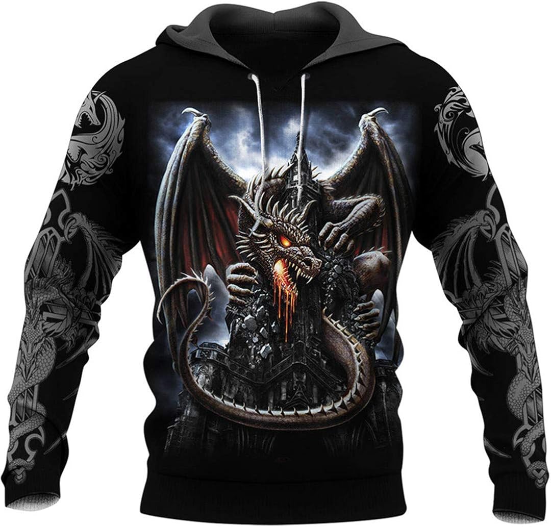 3D Printing Beautiful Dragon Sweatshirt Hoodie Zipper Hoodie Sports ...