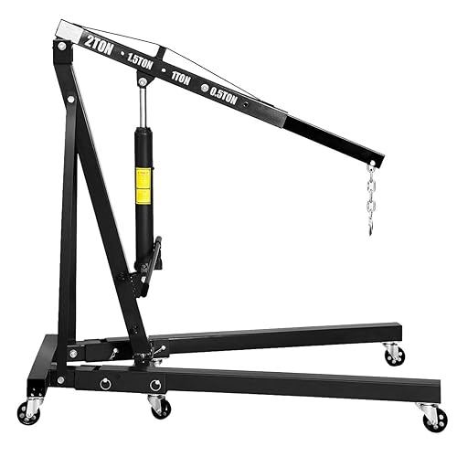 Goplus 2 Ton Folding Engine Lift with 6 Wheels, Heavy Duty Steel ...