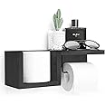 Amazon.com: Wooden Black Toilet Paper Holder with Shelf - Wall Mount ...