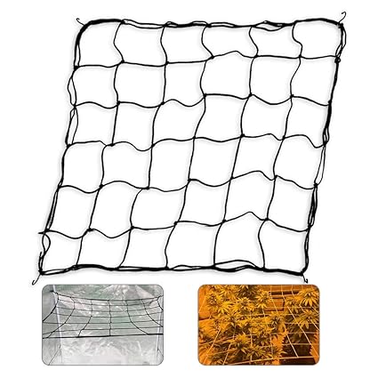 Growneer 4' x 4' Modular Elastic Rope Net Trellis, Includes 4 Hooks, 36 ...
