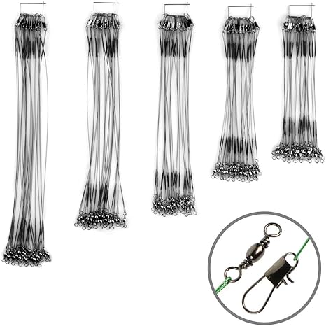 Goture 100PCS Fishing Wire Leaders, Stainless Steel Wire Leaders Braid ...