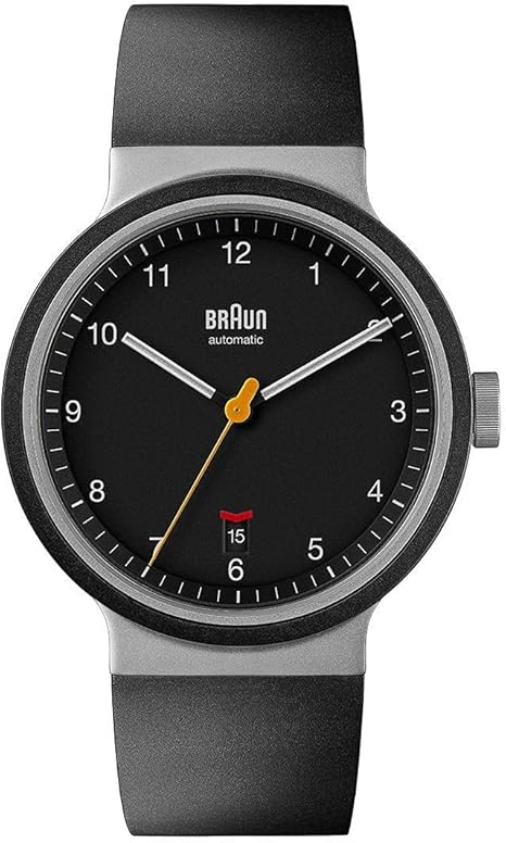 Braun Automatic 3-Hand 40mm Mens Watch with Date Analogue Watch, Rubber ...
