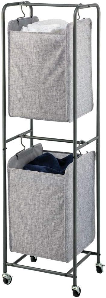 Amazon.com: mDesign Vertical Stacked Laundry Hamper Basket with Wheels ...