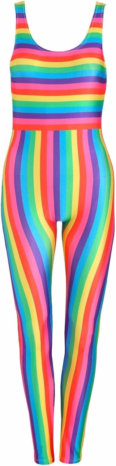 Rainbow Stripes Unitard Jumpsuit Playsuit Womens Tumblr Grunge Hipster ...