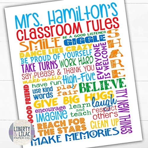 Amazon.com: PERSONALIZED Classroom Rules for Elementary School or ...