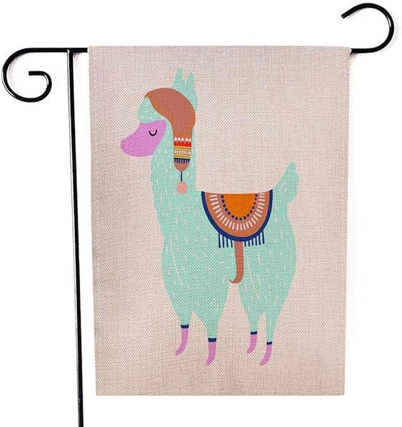 Amazon.com : EMMTEEY Cute Llama Garden Flag Double Sided Burlap ...