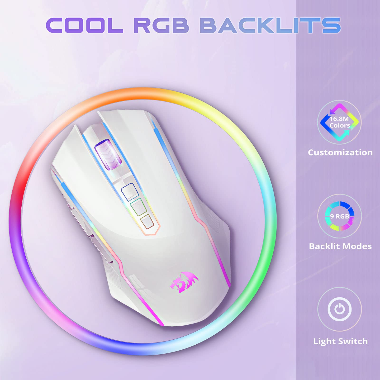 Mua Redragon Wireless Gaming Mouse with RGB Backlit, 8000 DPI, with ...