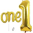 Amazon.com: WEILINZHOU 2Pcs Gold One Balloon Set, 40inch Big Giant ...