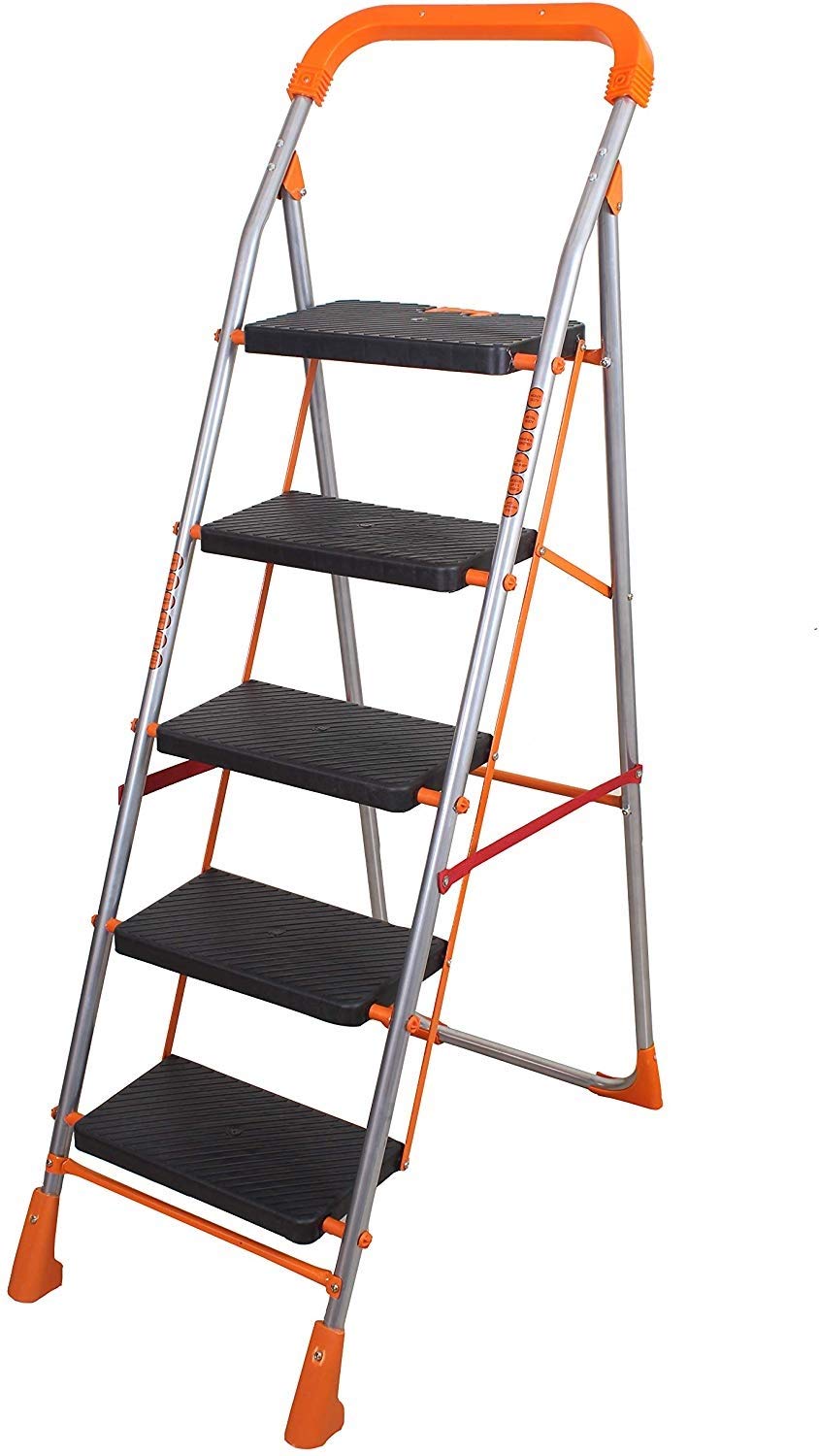 Parasnath Orange Diamond Heavy Folding Ladder with Wide Steps 5 Steps 5 ...