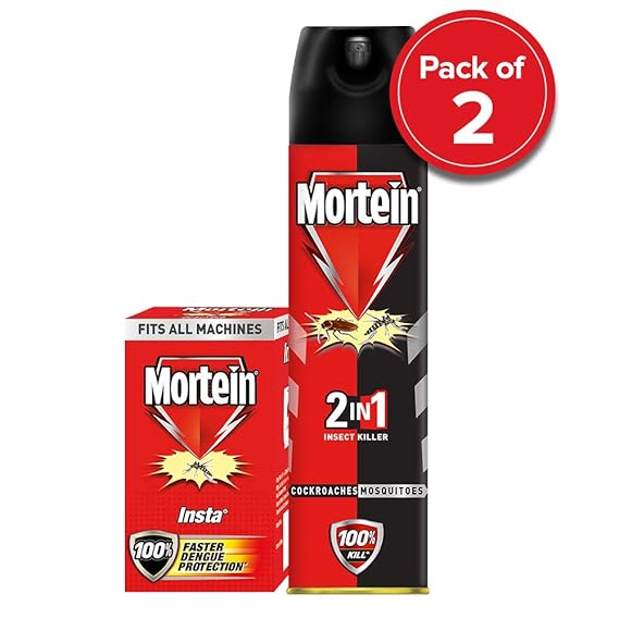 Mortein 2-in-1 Insect Killer Spray- (Red+Black) - 425 ml with Free ...