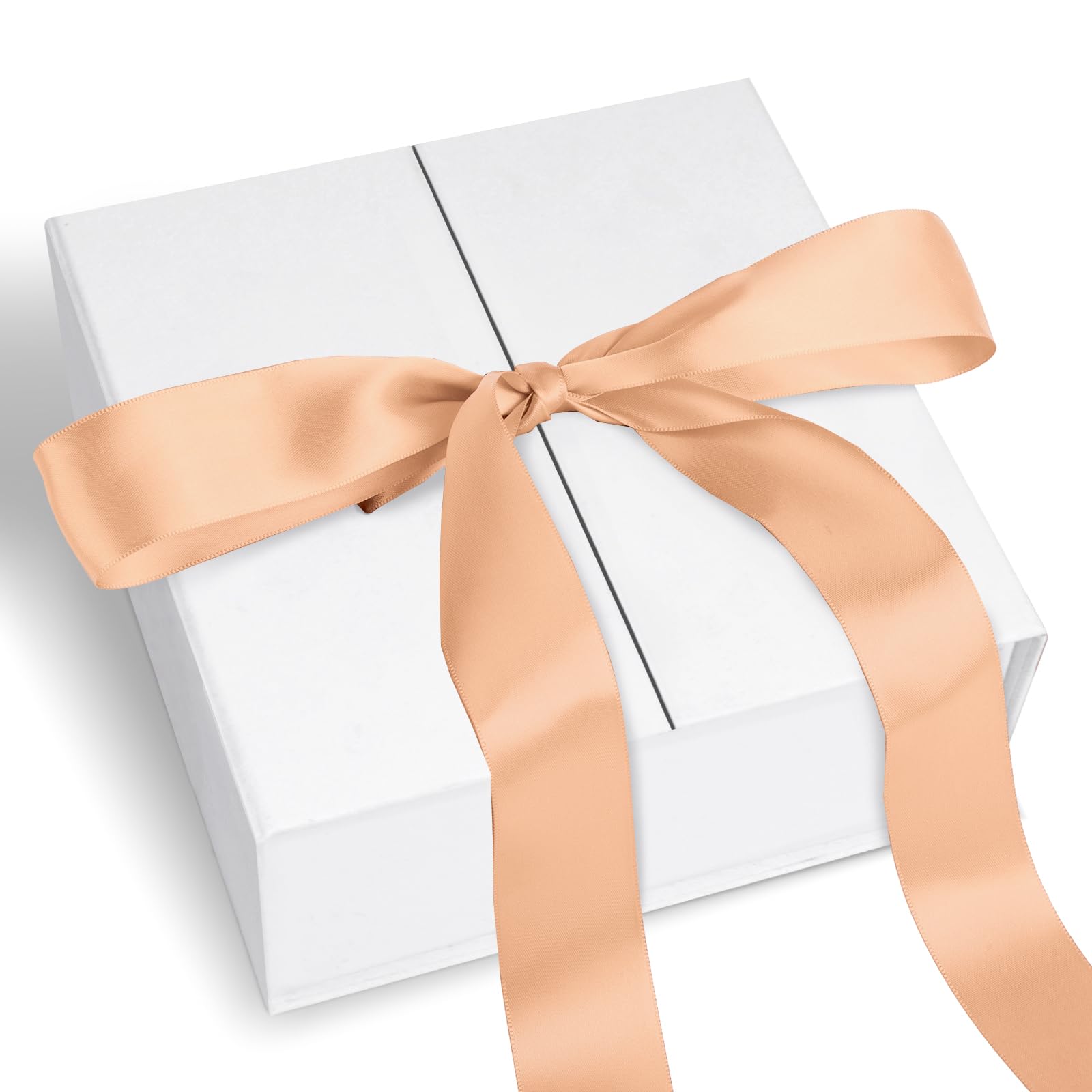 JOHOUSE Gift Box with Lid, White Favor Box with Ribbon Magnetic Closure ...