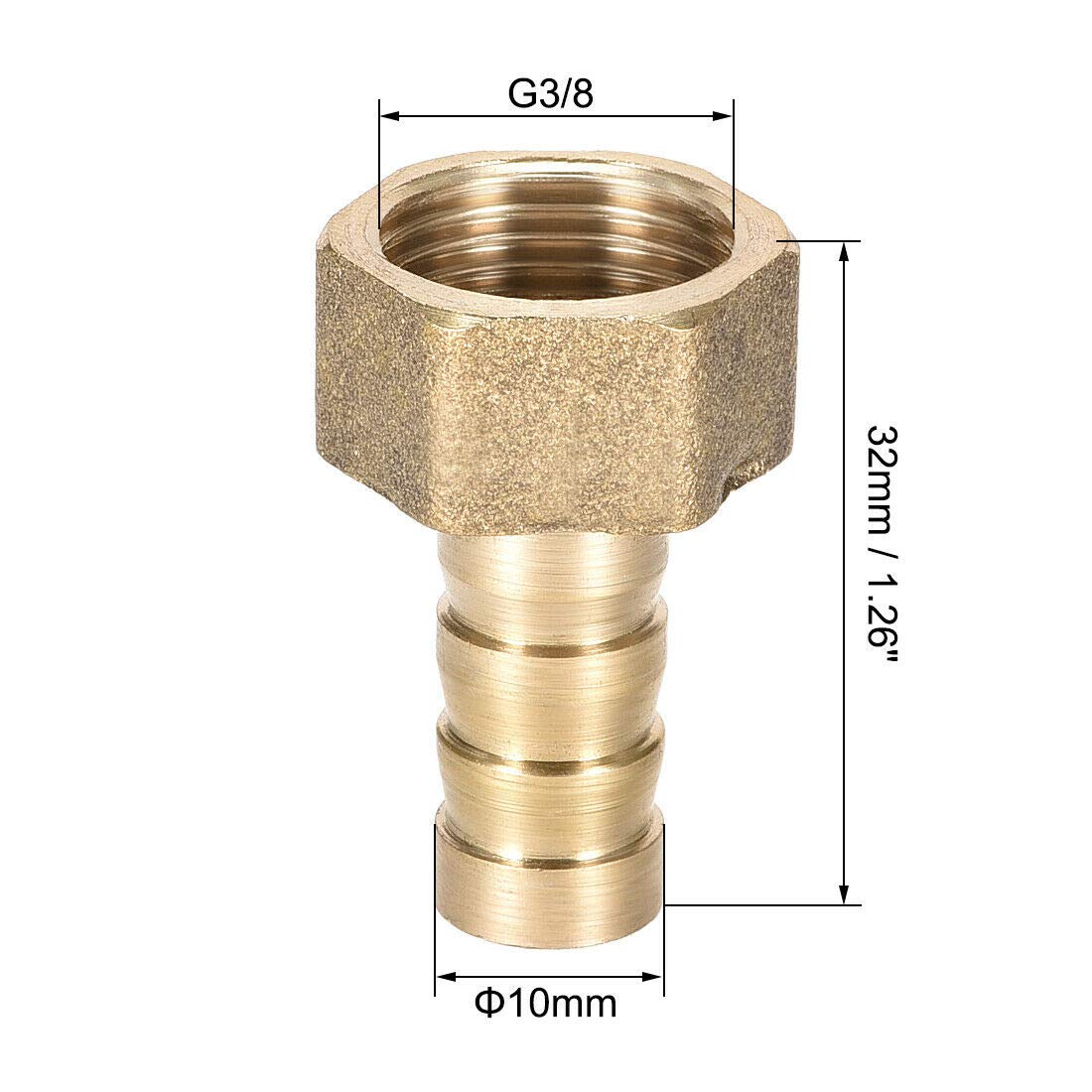 Pipe Fittings Brass Barb Hose Fitting Connector Adapter 10mm Barbed x ...