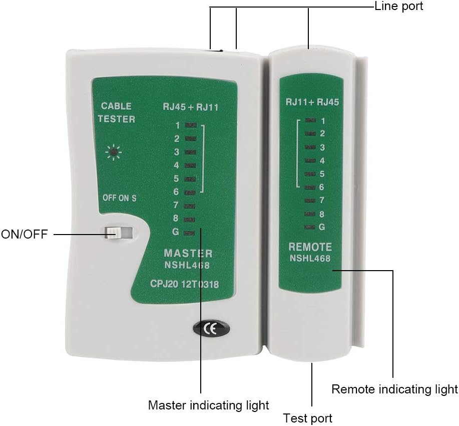 Cable Tester, RJ11 RJ45 Fast Accurate Cable Tester for Network Phone ...