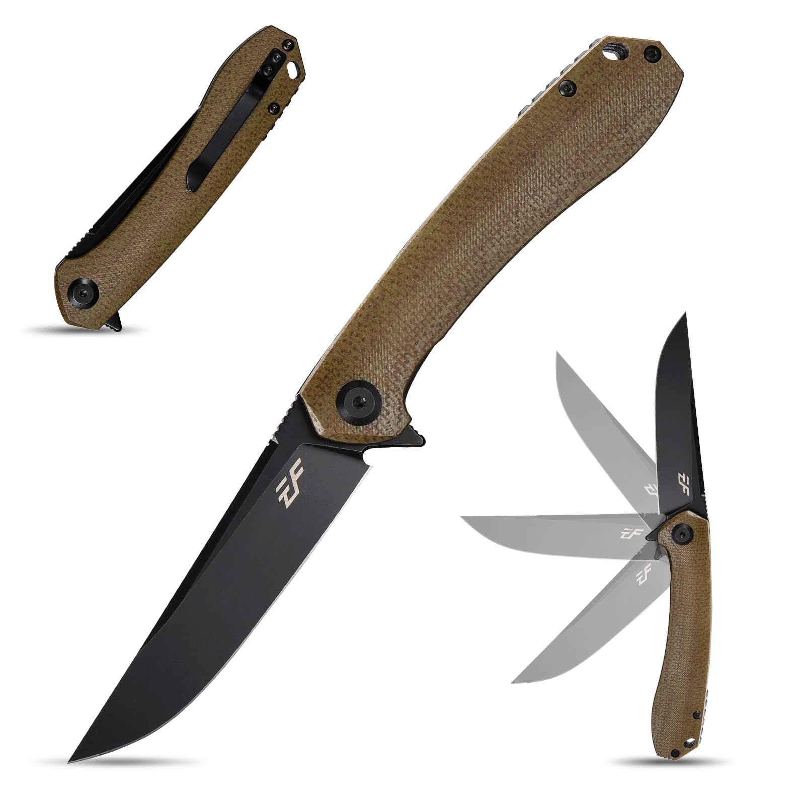 Eafengrow EF947 D2 Steel Blade Micarta Handle Folder Knife for Working ...