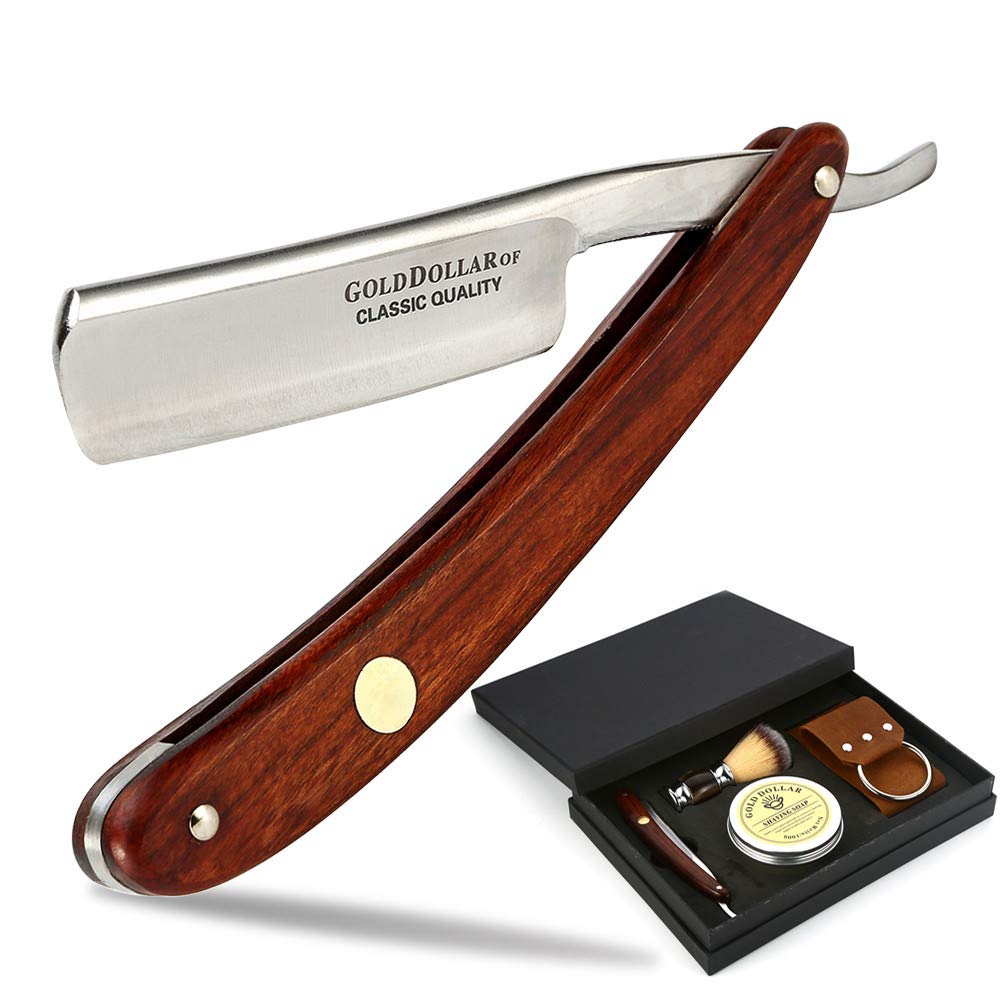 Straight Razor GOLD DOLLAR Wooden Handle Retro Shaving For Men & Barber ...