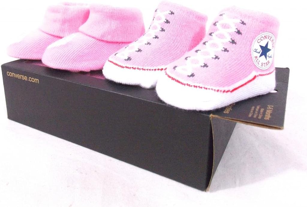 Amazon.com: Converse Infant Baby Booties Socks, Pink & White, 0-6 Month ...