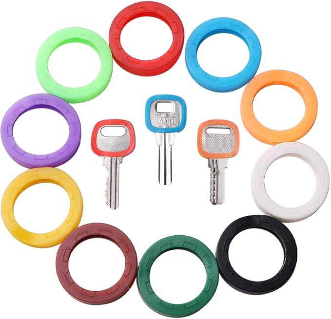 Key Caps Tags Housekey labels Colour coded Key ID Rings Soft Silicone ...