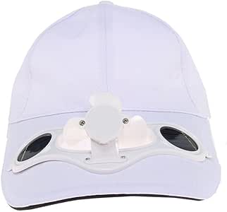 Solar Powered Fan Hat w/ Solar Panel on the Cap Front, White Color ...
