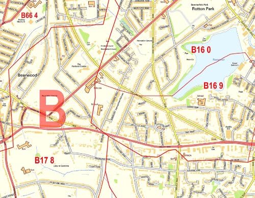 Birmingham Postcode Map – Laminated City Centre Sector Wall Map 2 ...