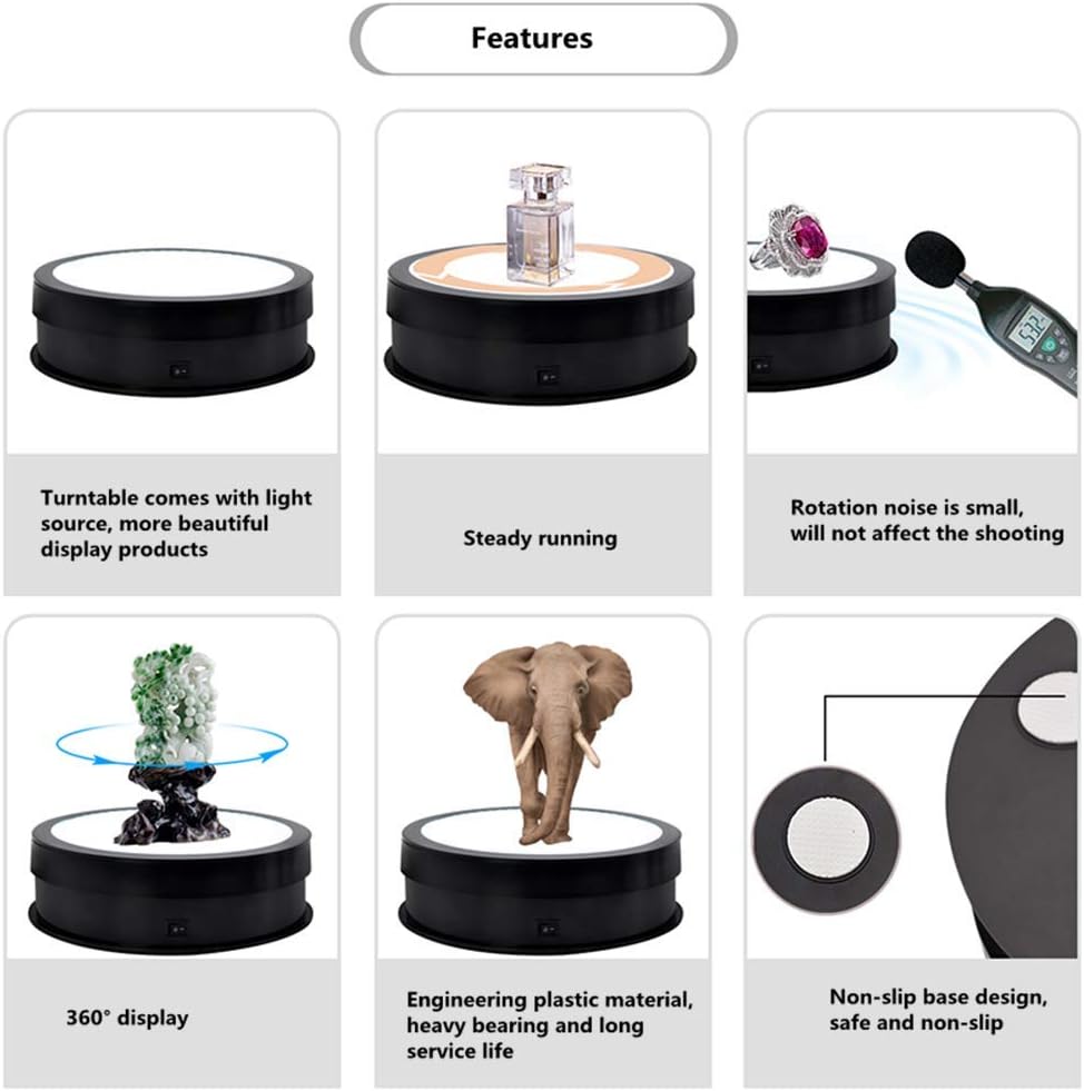 BAOSHISHAN Electric Display Turntable Luminous Motorised Photography ...