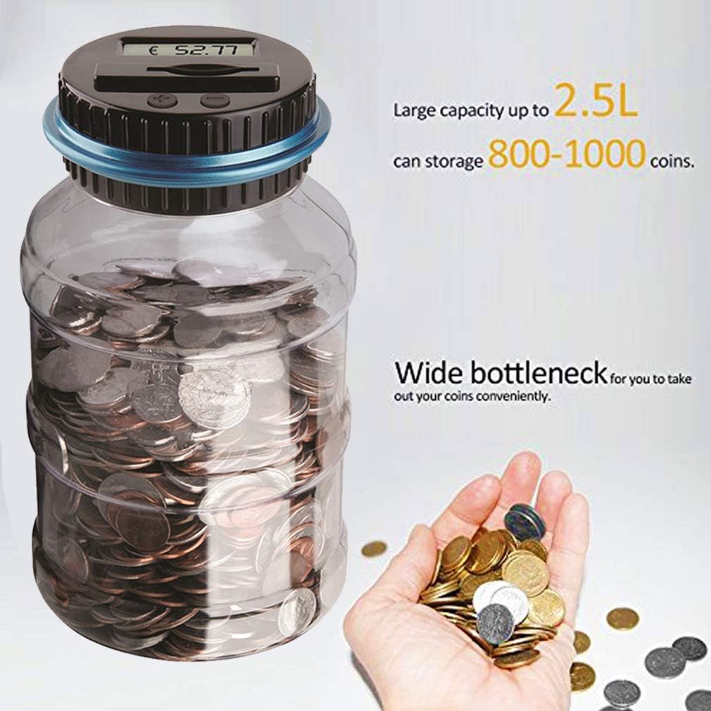 BESTZY Digital EUR Money Saving Box, Coins Automatic Counting Money Box ...