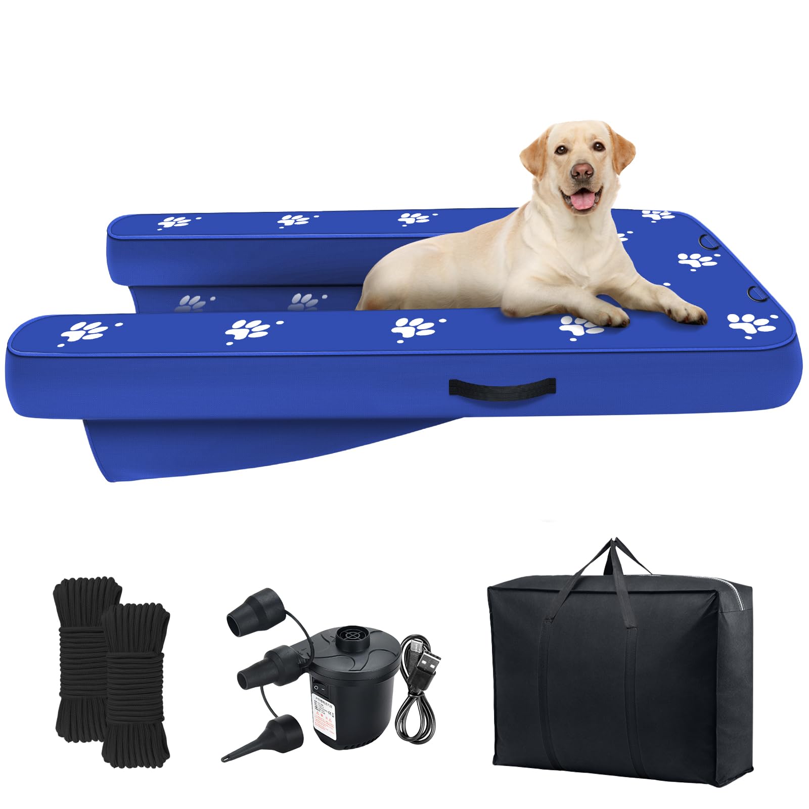 Inflatable Dock Platform with Electric Pump, Dog Boat Ramp Floating Non ...