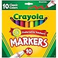 Amazon.com: Crayola Broad Line Markers, Classic Colors 10 Each, 10 ...