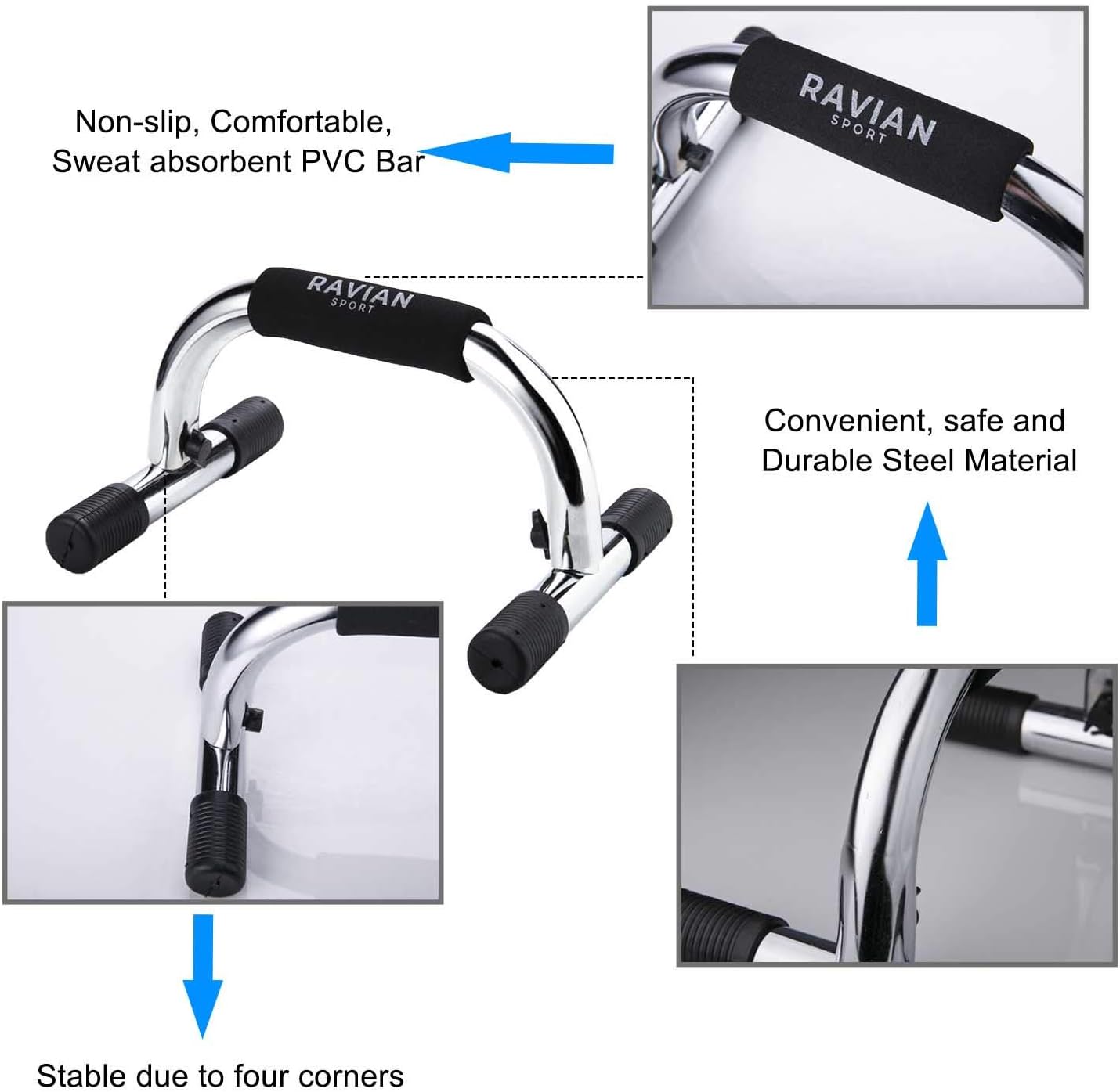 RAVIAN Push Up Stand-Ergonomic Pair of Push Up Bars with Non-Slip Foam ...