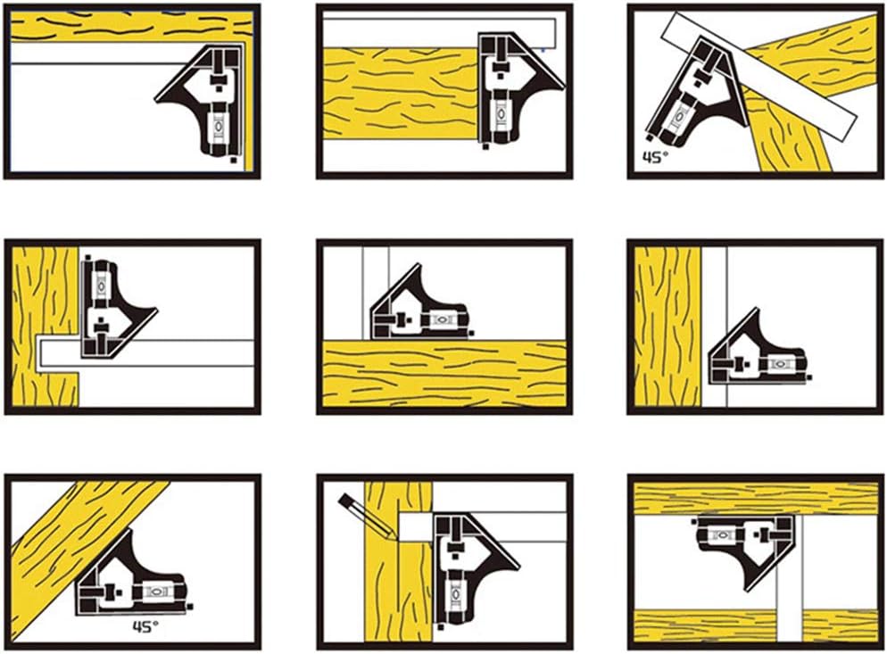 12-Inch 300mm Adjustable Engineers Combination Square Set，Universal ...