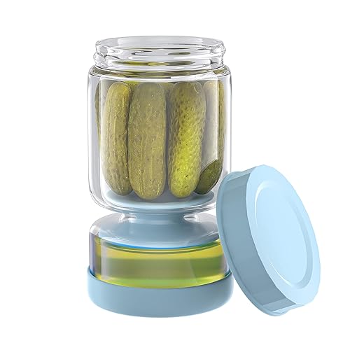 Glass Pickle Jar, 34oz/1000ml Olive Hourglass Container Flip Pickle Jar ...