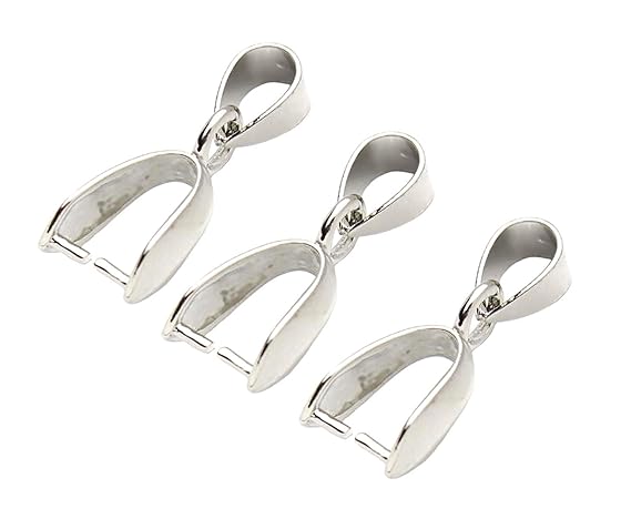 50 Pcs Metal Pinch Clip Charm Pendant Connector - Rhodium Plated - Bail ...