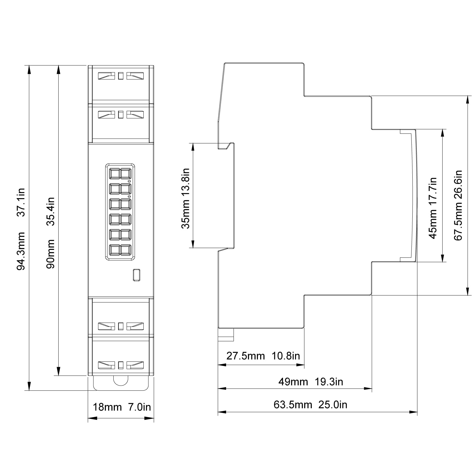 Mua Single Phase 2 Wire Energy Meter Din Rail Electricity Usage Monitor ...