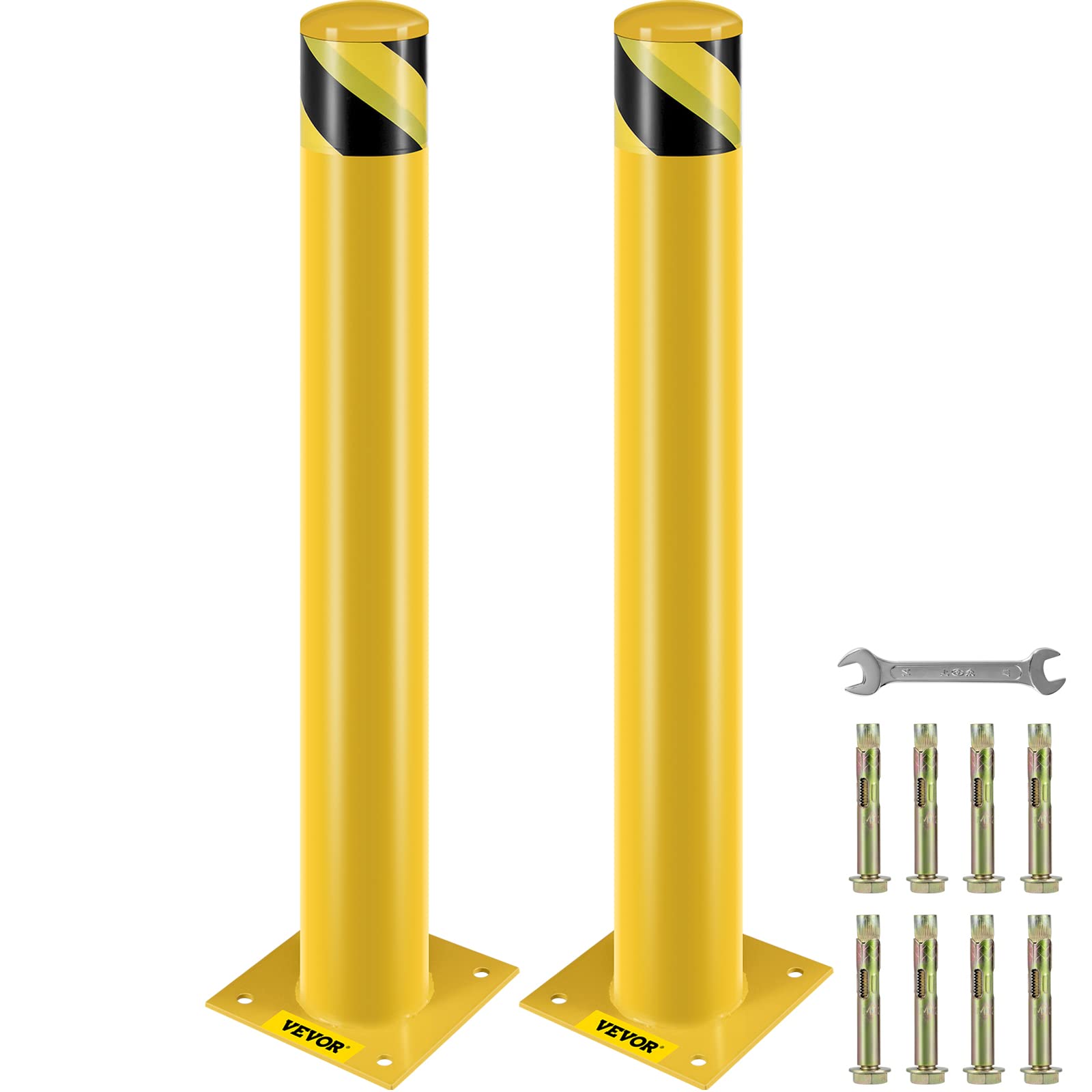 VEVOR Safety Bollard, 36 Inch Height Bollard Post, 4.5 Inch Diameter ...