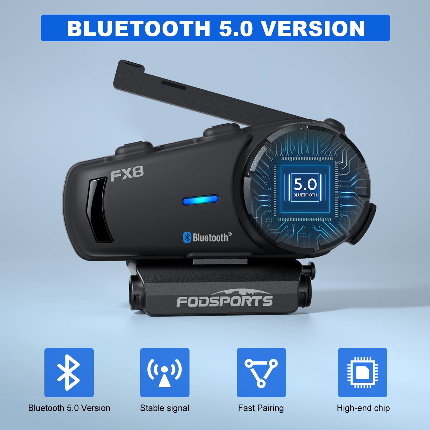 FODSPORTS FX8 Motorcycle Bluetooth Intercom with Noise Cancellation ...