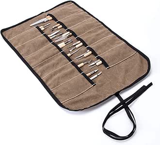 Amazon.com: DIY Clay Tool Bag, Carving Tool Roll, 12 Slots Canvas ...