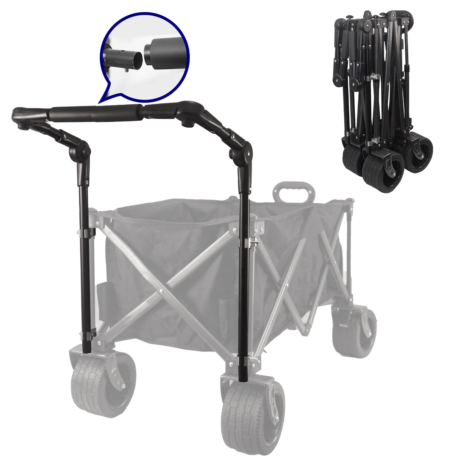 Universal Folding Wagon Push Handle Attachment with Stainless Steel ...
