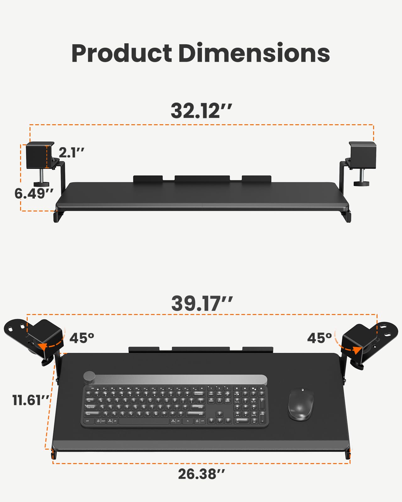 Mua ErGear Keyboard Tray Under Desk, Corner Keyboard Tray with 45 ...