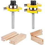 TLHOME Tongue and Groove Router Bits，1/2 Inch 3 Teeth T Shape Wood ...