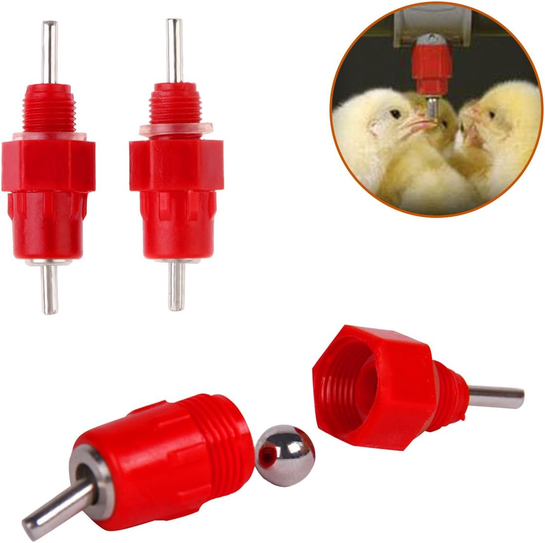 Evilandat 20/50 Pack Automatic Water Nipple Feeder Waterer Drinker ...