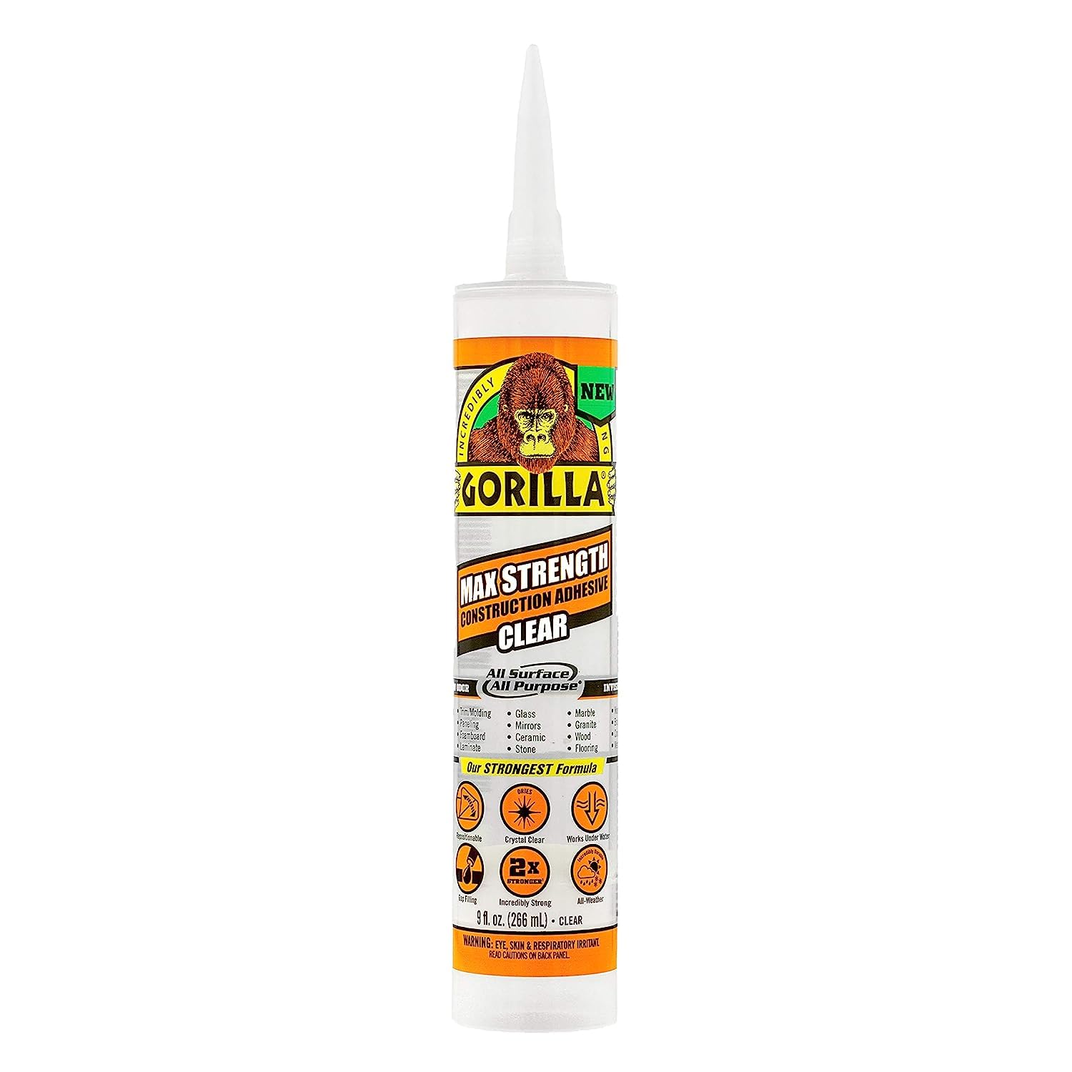 Gorilla 8212302+Max+Strength%2c+Construction+Adhesive%2c+Clear%2c+9-oz ...