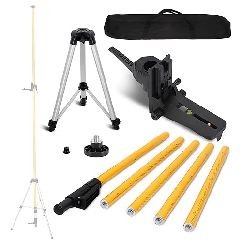 MOETER 12 Ft./3.7M Laser Level Pole with Tripod, Laser Stand Pole with ...
